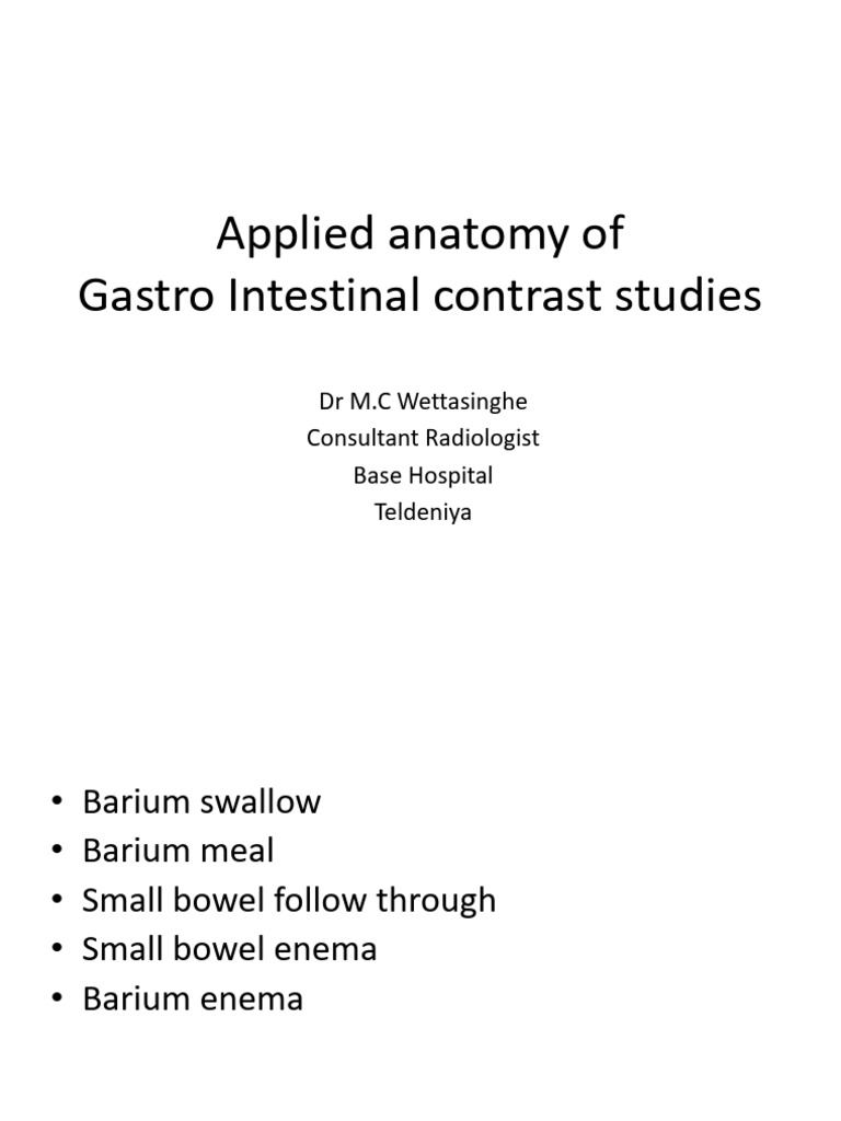 GI Contrast Studies: Applied Anatomy Guide | PDF | Esophagus | Medical ...