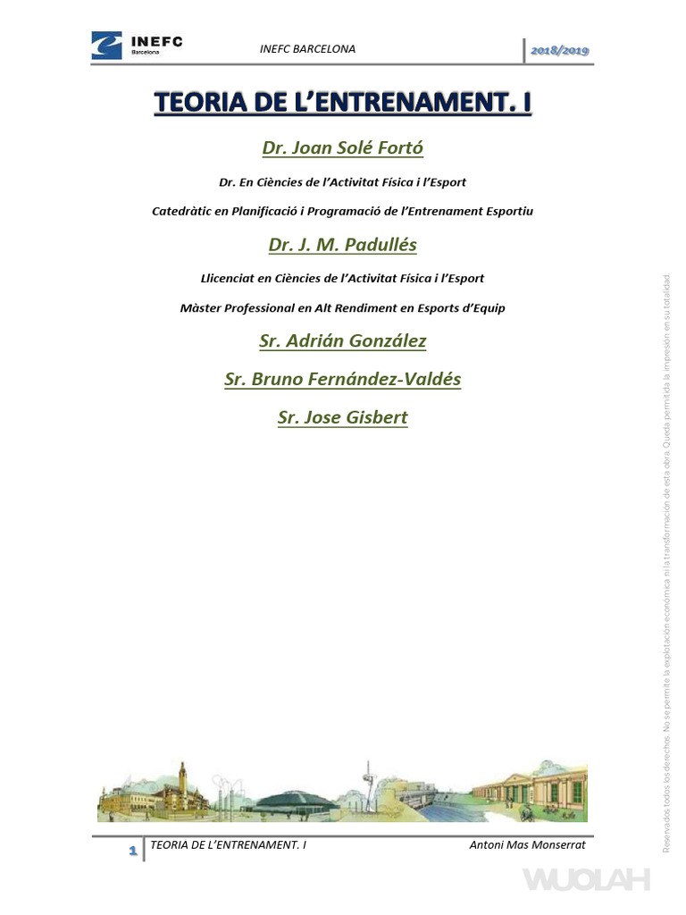 Apunts Teoria de L - Entrenament | PDF