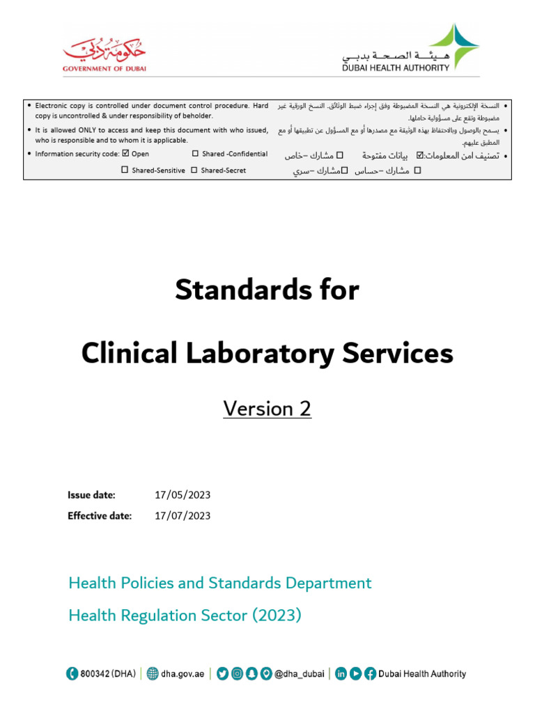 Standards For Clinical Laboratory Services Dubai | PDF | Medical ...