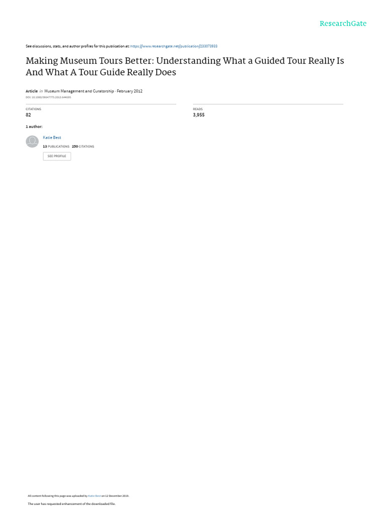 Enhance Museum Tours: Guide Insights | PDF | Museum | Nonverbal ...
