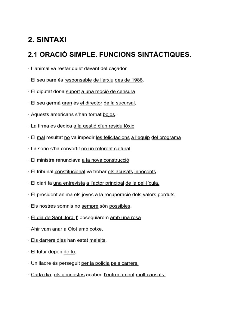 Sintaxi Oracio Simple | PDF