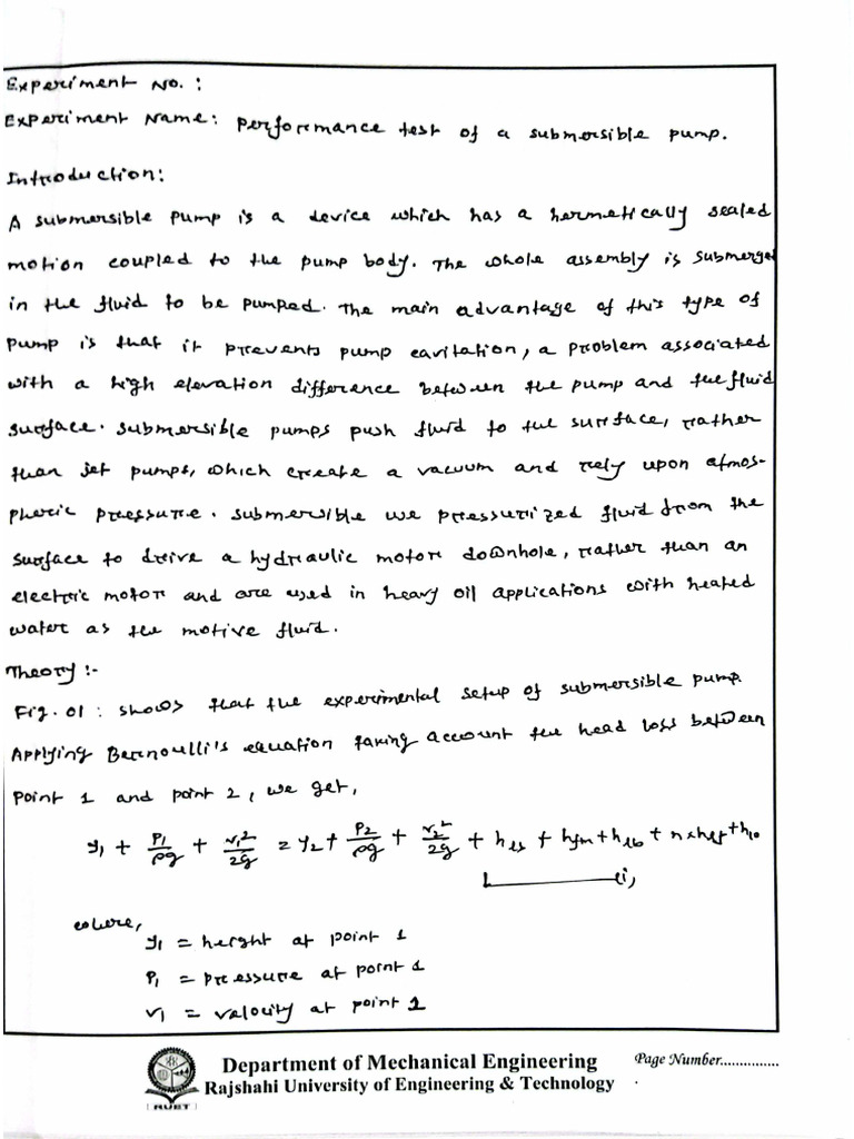 Lab Report Submersible Pump | PDF