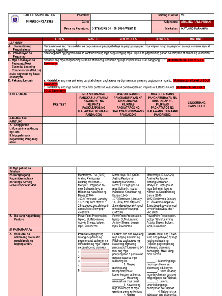 Q3 - Ap - DLL - Week 1 | PDF