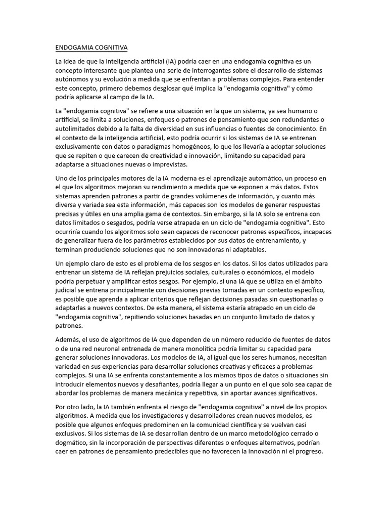 Endogamia Cognitiva | PDF | Inteligencia artificial | Inteligencia (IA ...