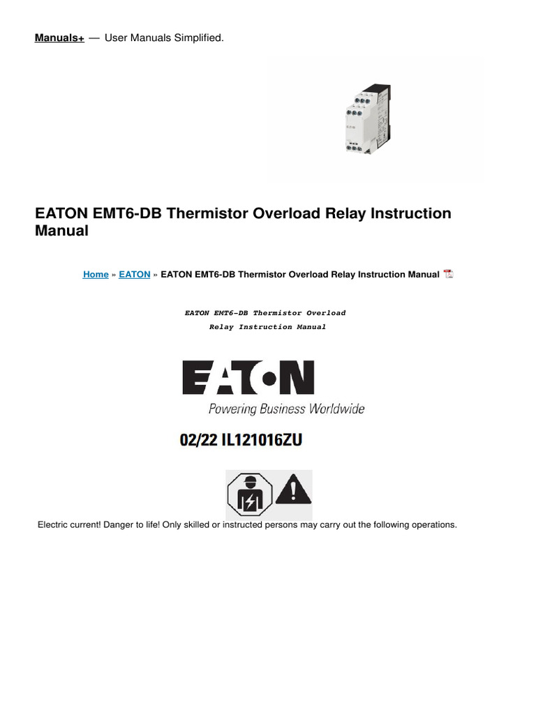 EMT6-DB Thermistor Relay Manual | PDF