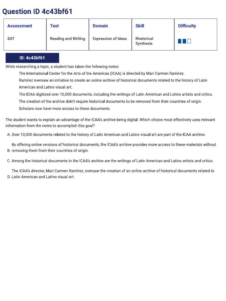 SAT Questions Expressions of Ideas 1-50 | PDF