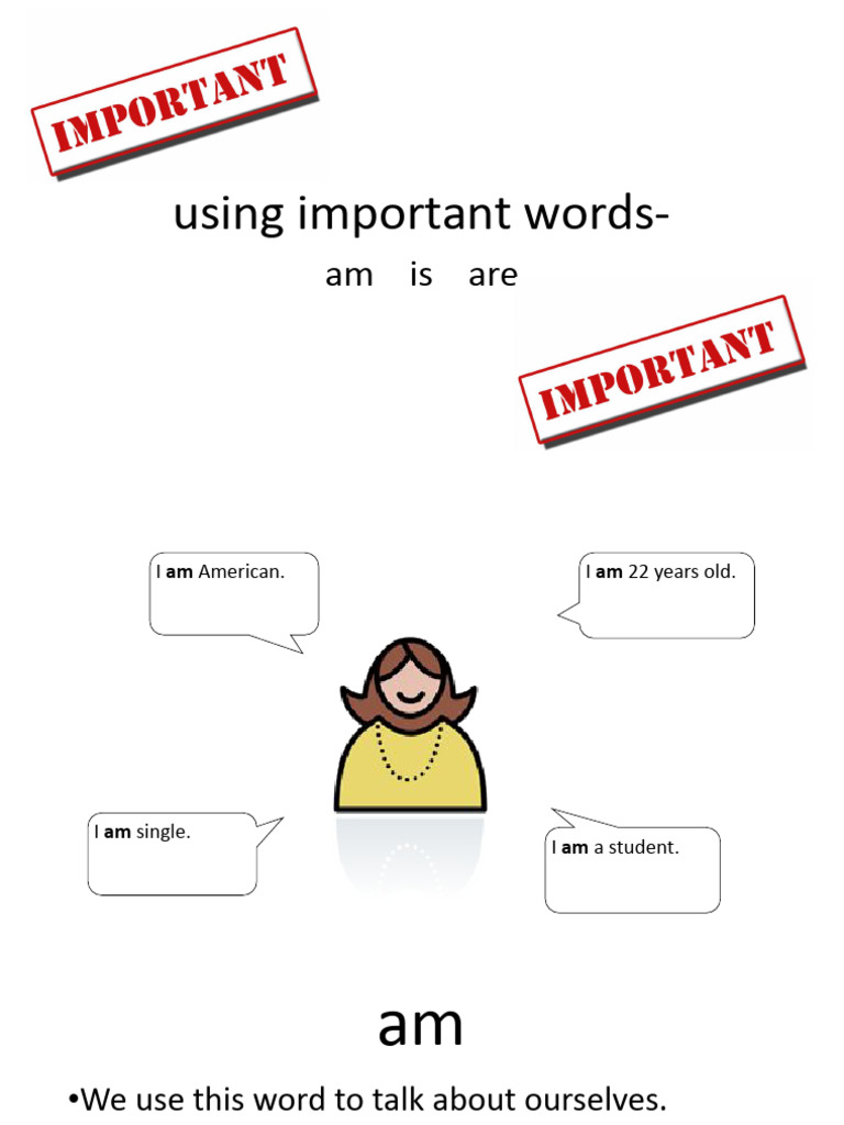 Using "Am," "Is," and "Are" in Sentences | PDF