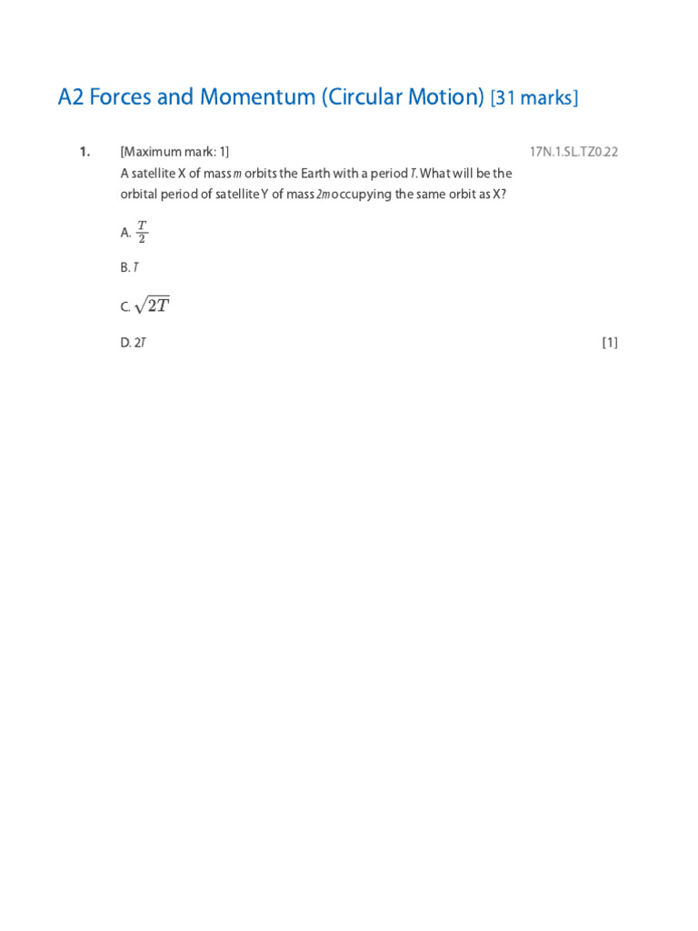 A2_Forces_and_Momentum_(Circular_Motion)_Practice_Questions | PDF ...