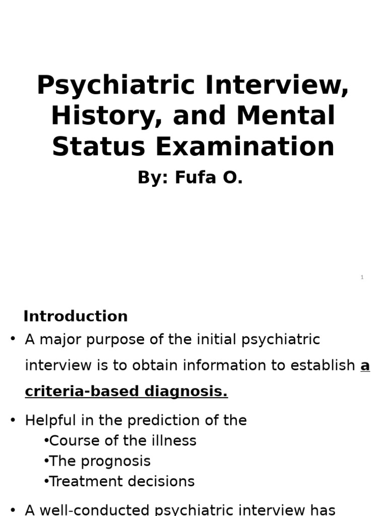Psychiatry History Taking and MSE | PDF | Psychiatry | Mental Disorder