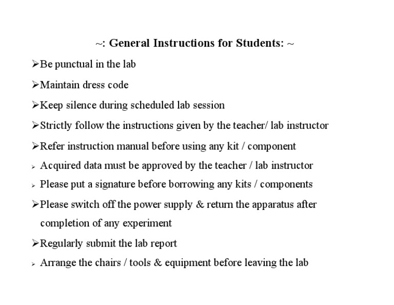 General Instructions For Students Lab PDF