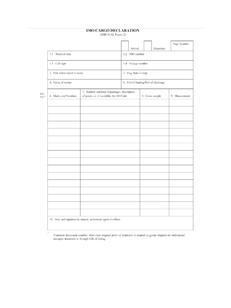 Cargo declaration | PDF