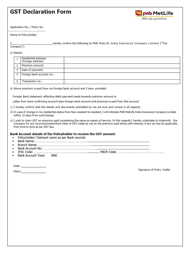 GST Declaration Form (2) | PDF