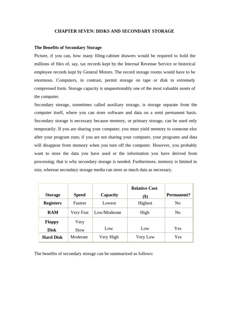 Secondary Storage Benefits & Types | PDF | Computer Data Storage ...