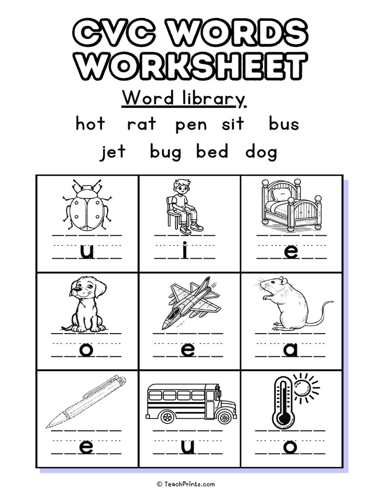 CVC Words For Grade1 Age 6-7 | PDF