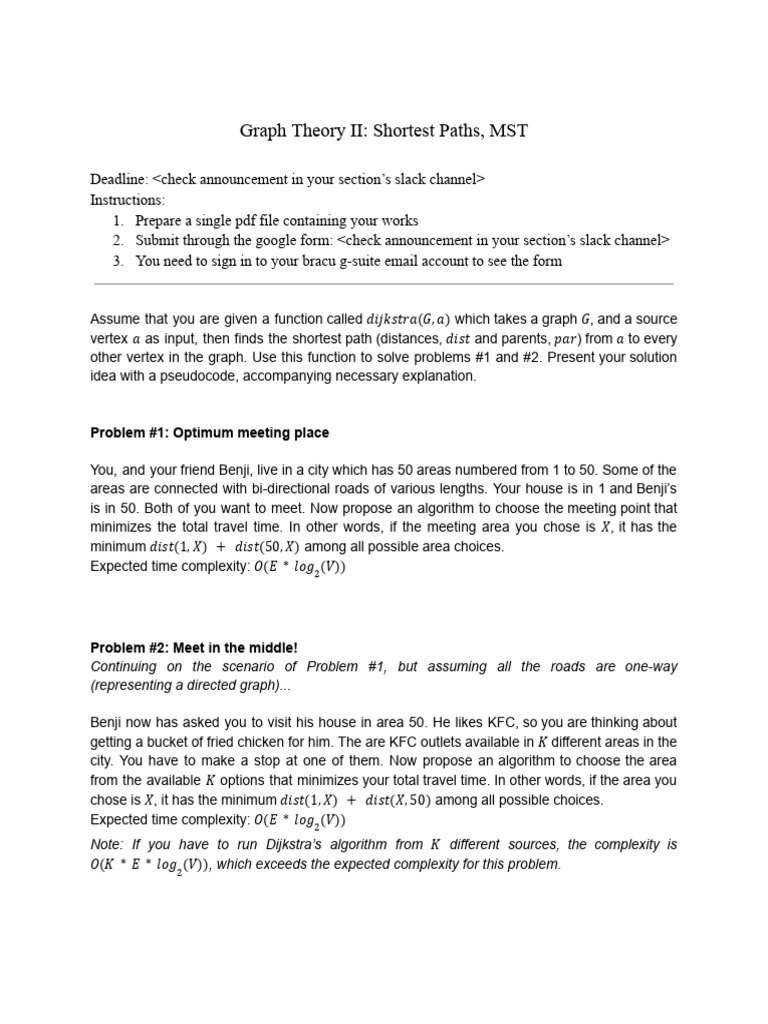 Graph Ii Shortest Paths Mst Pdf Discrete Mathematics Combinatorics