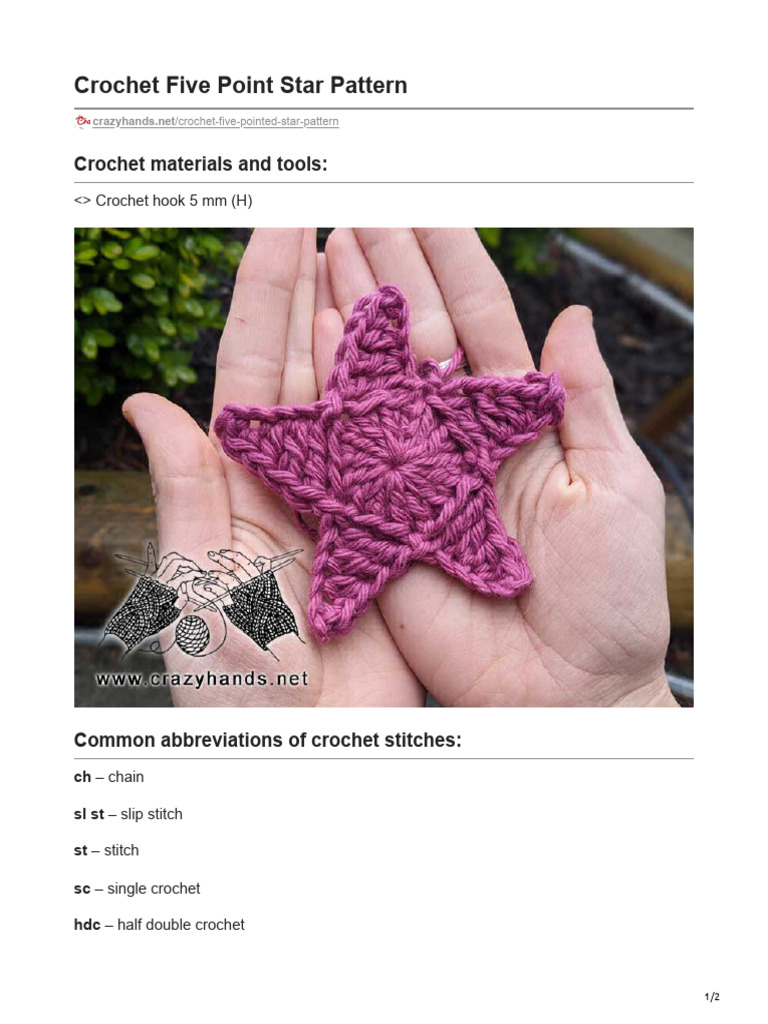 Crochet Five Point Star Pattern | PDF