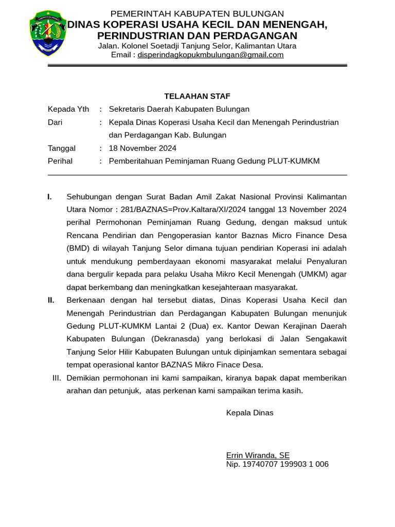 TELAAHAN STAF Prioritas | PDF