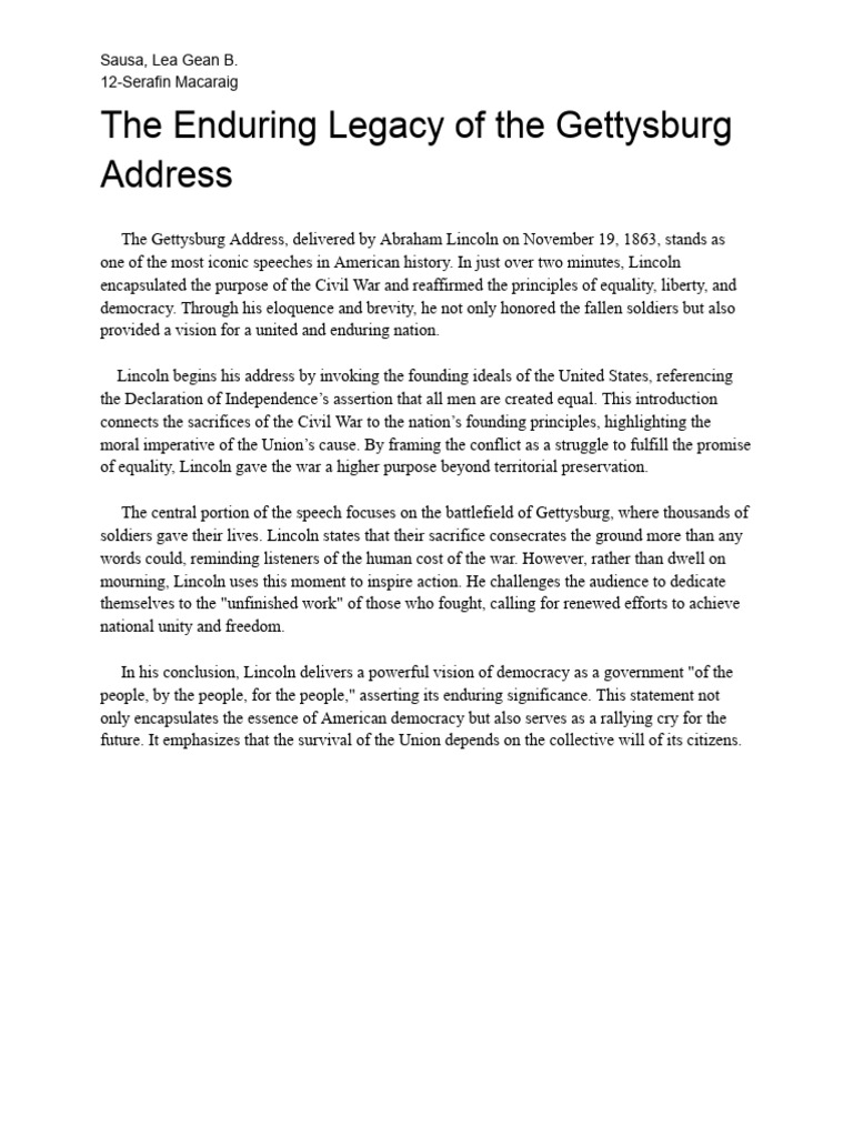 The-Enduring-Legacy-of-the-Gettysburg-Address | PDF