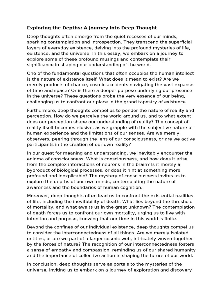 deep thoughts | PDF | Consciousness | Existence
