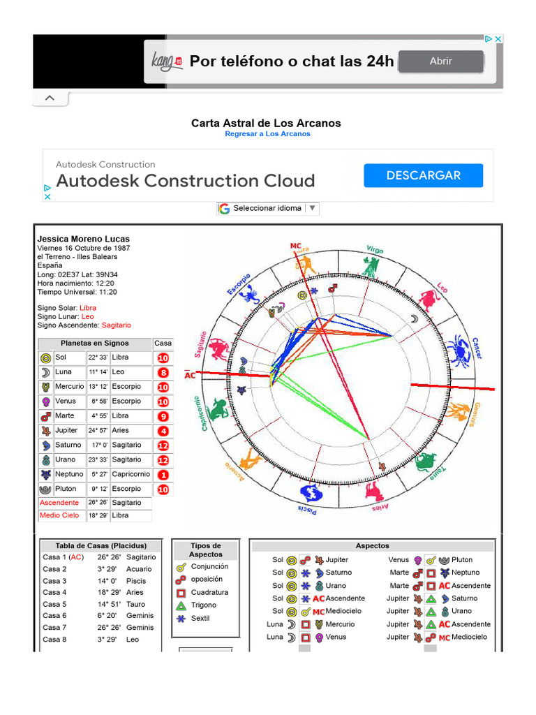 Tu Carta Astral Gratis, Astrologia Los Arcanos | PDF | Venus | Luna