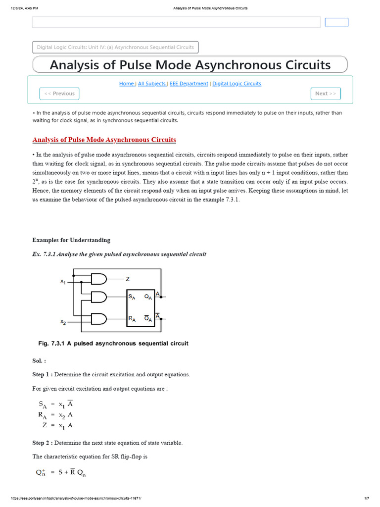 Analysis of Pulse Mode Asynchronous Circuits | PDF | Computer Engineering | Electronics