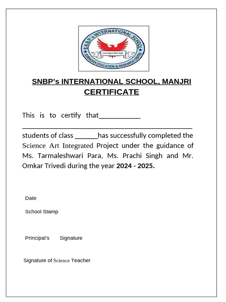 Student Project Completion Certificate | PDF