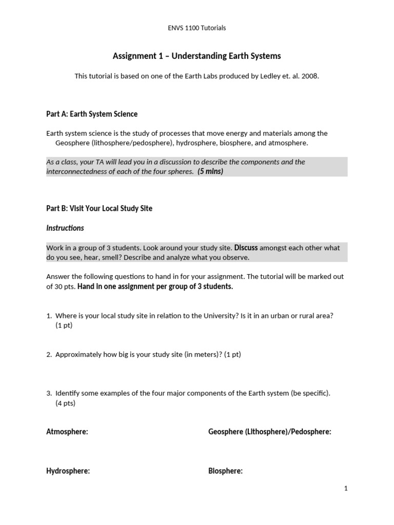 Earth Systems - Assignment 1 2 | PDF | Earth Sciences | Soil