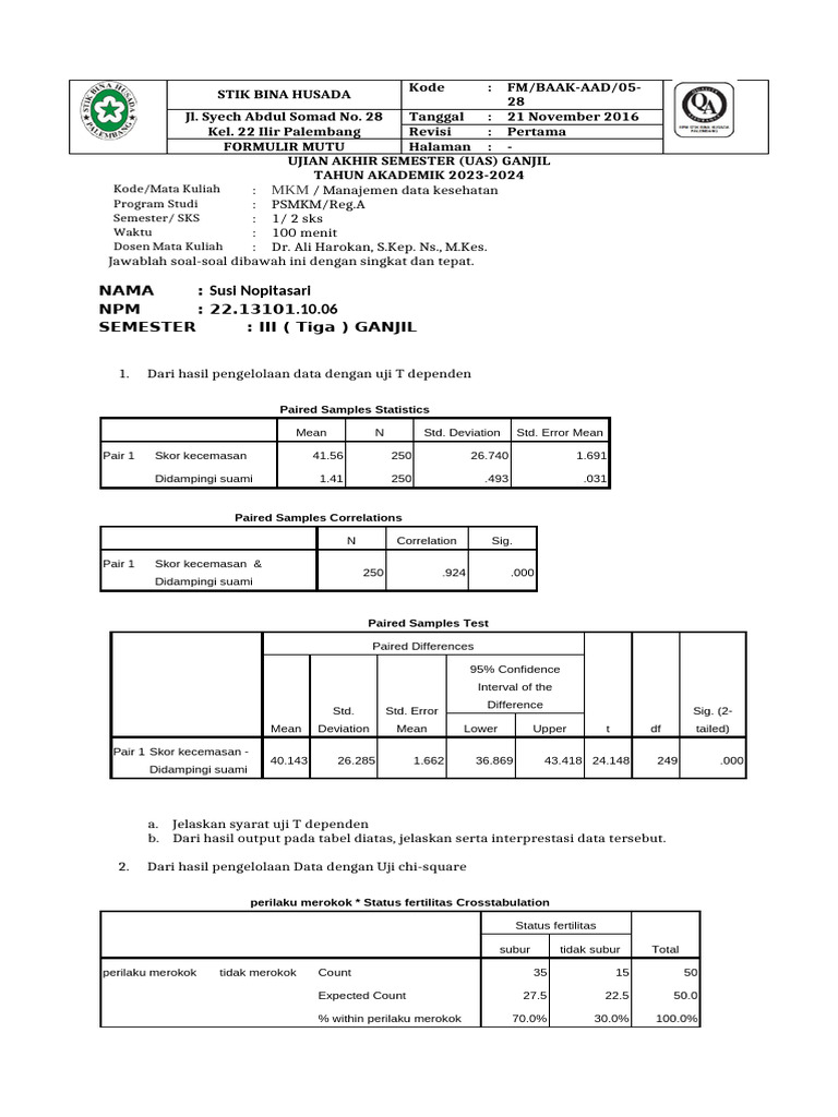 Susi Nopitasari AKK1 Uas Pak Ali PSMKM | PDF