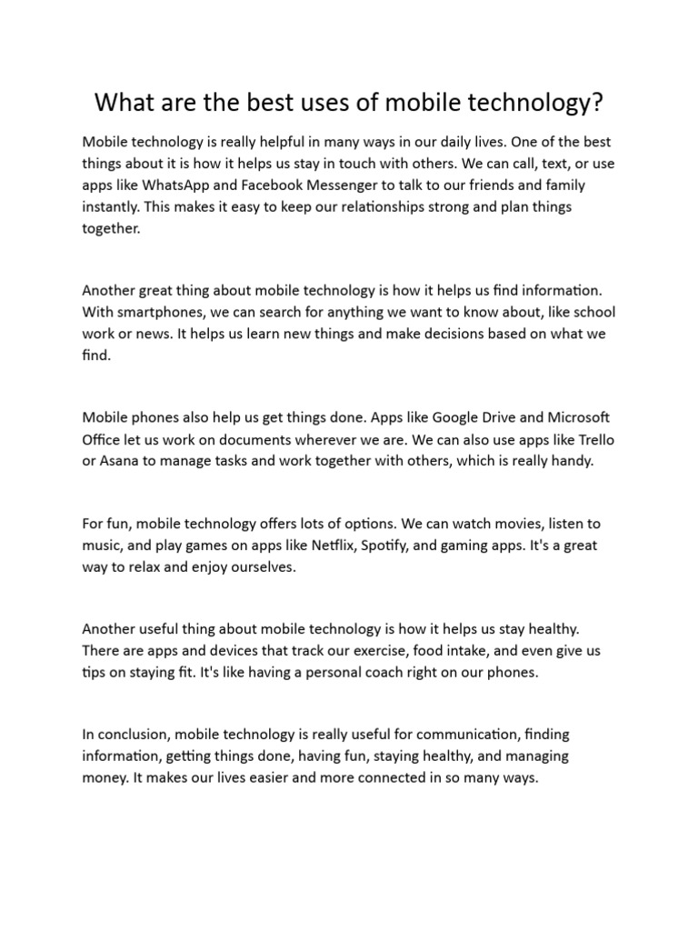 What are the best uses of mobile technology | PDF