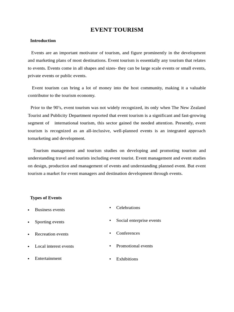 EVENT TOURISM | PDF | Tourism | Sports