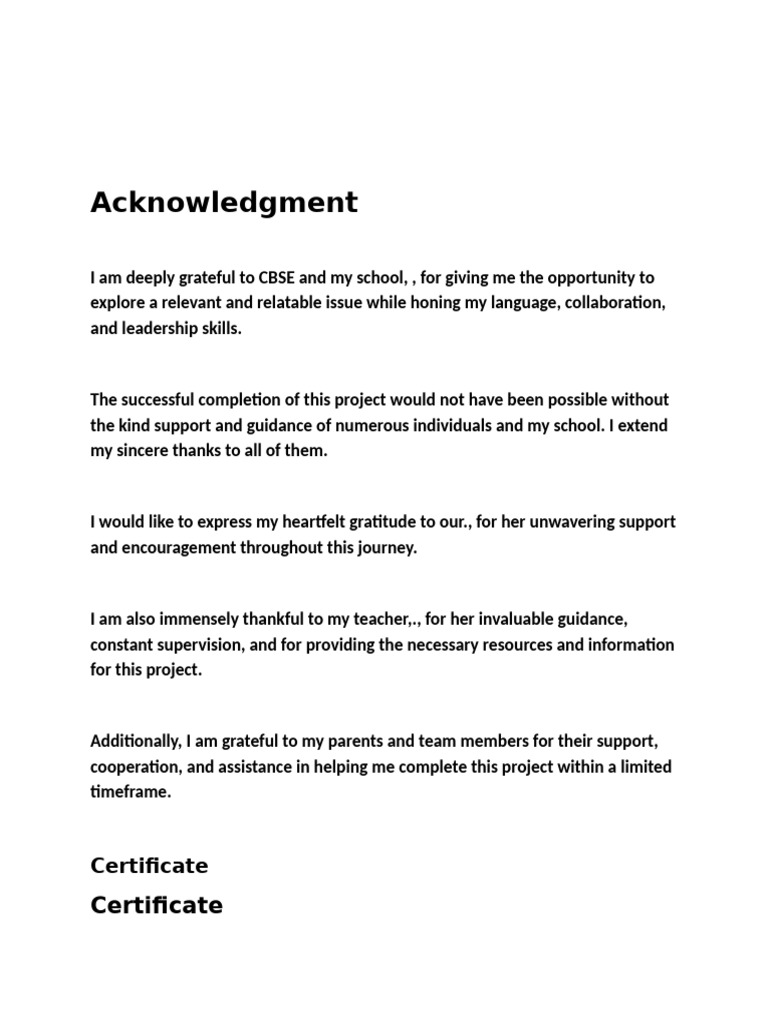 Student Project Acknowledgment | PDF