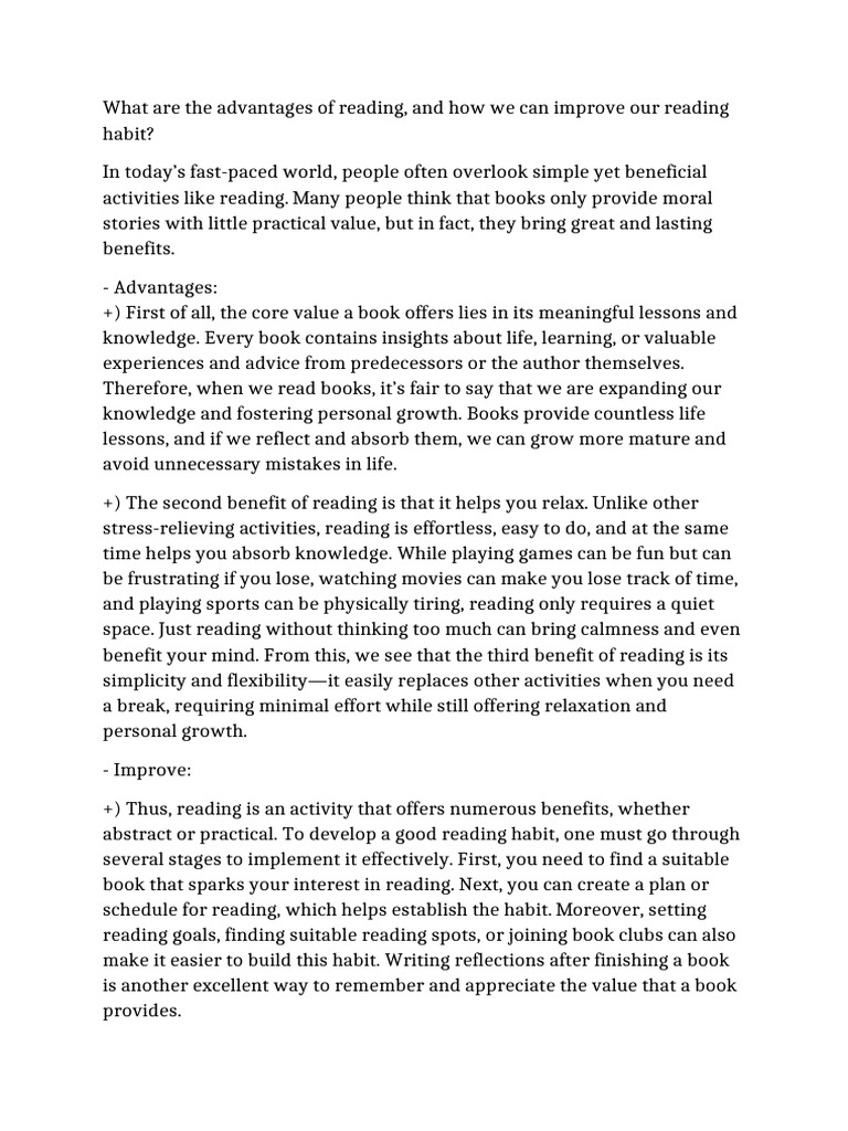 What are the advantages of reading | PDF | Knowledge | Cognitive Science