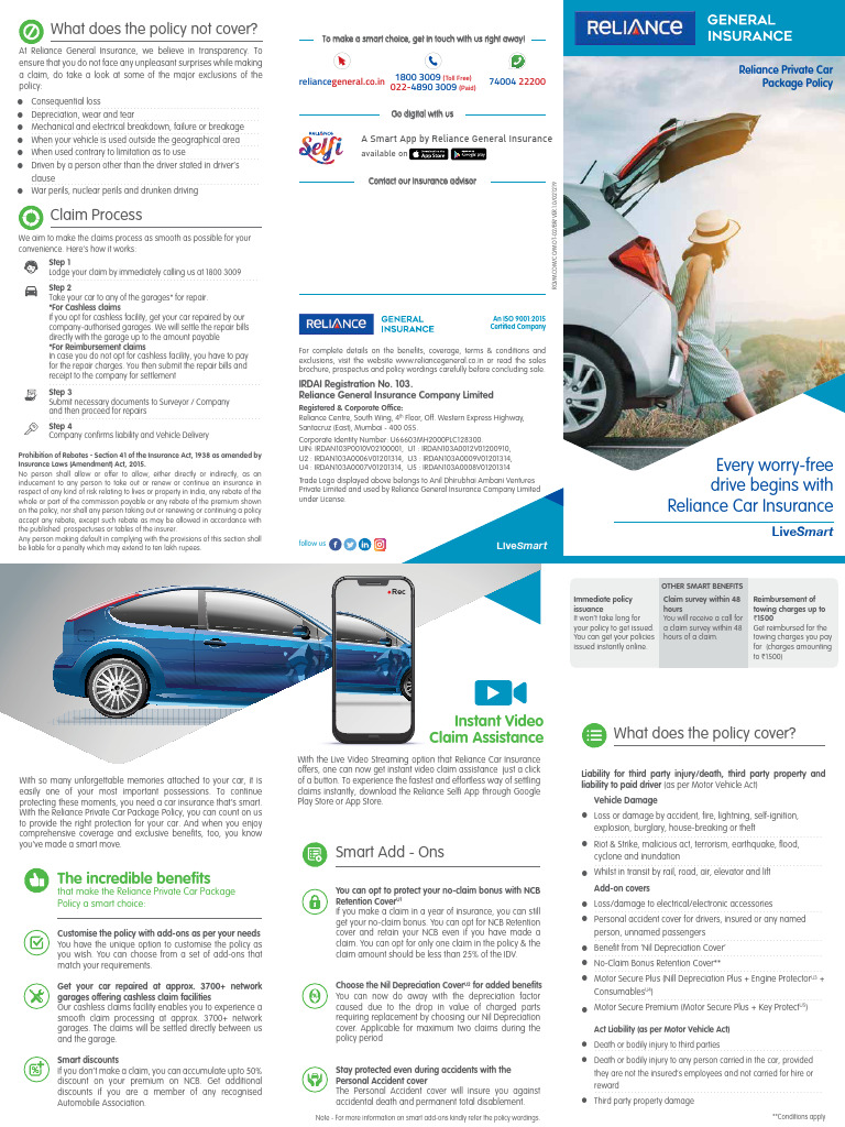 Reliance_Private_Car_Package_Policy-2 | PDF | Insurance | Vehicle Insurance