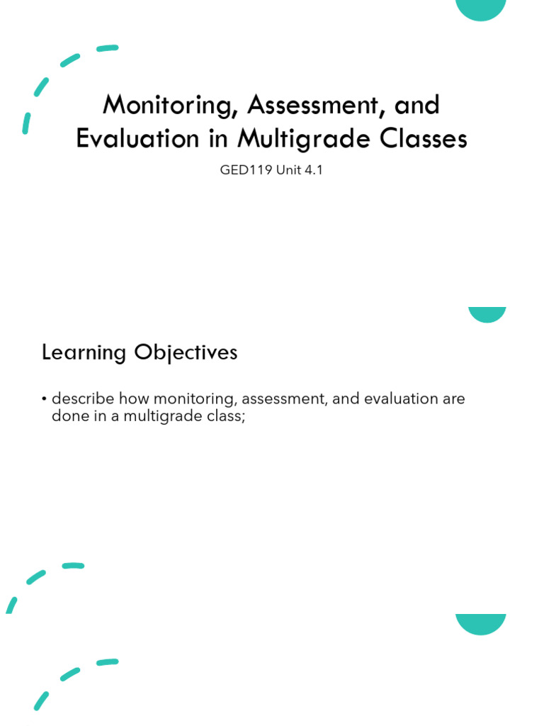 GED119 Unit 4.1 Monitoring Assessment and Evaluation in Multigrade | PDF | Educational ...