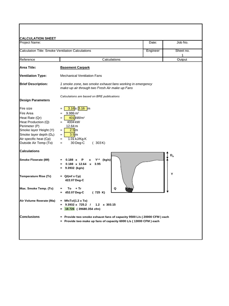 Smoke Control Calculation KFD | PDF | Ventilation (Architecture) | Electromechanical Engineering