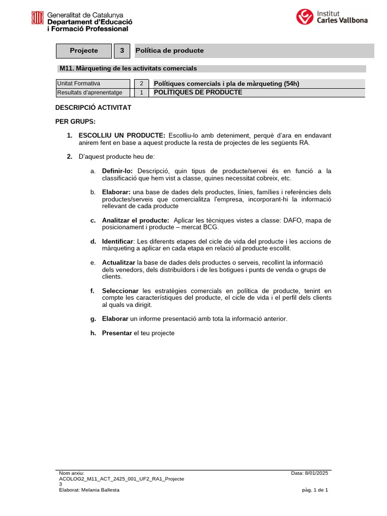 PLANTILLA - ED - ACT - 2425 - 001 - UF2 - RA1 - Activitat 2 | PDF