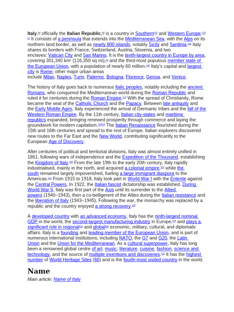 Italy | PDF | Italy | Kingdom Of Italy