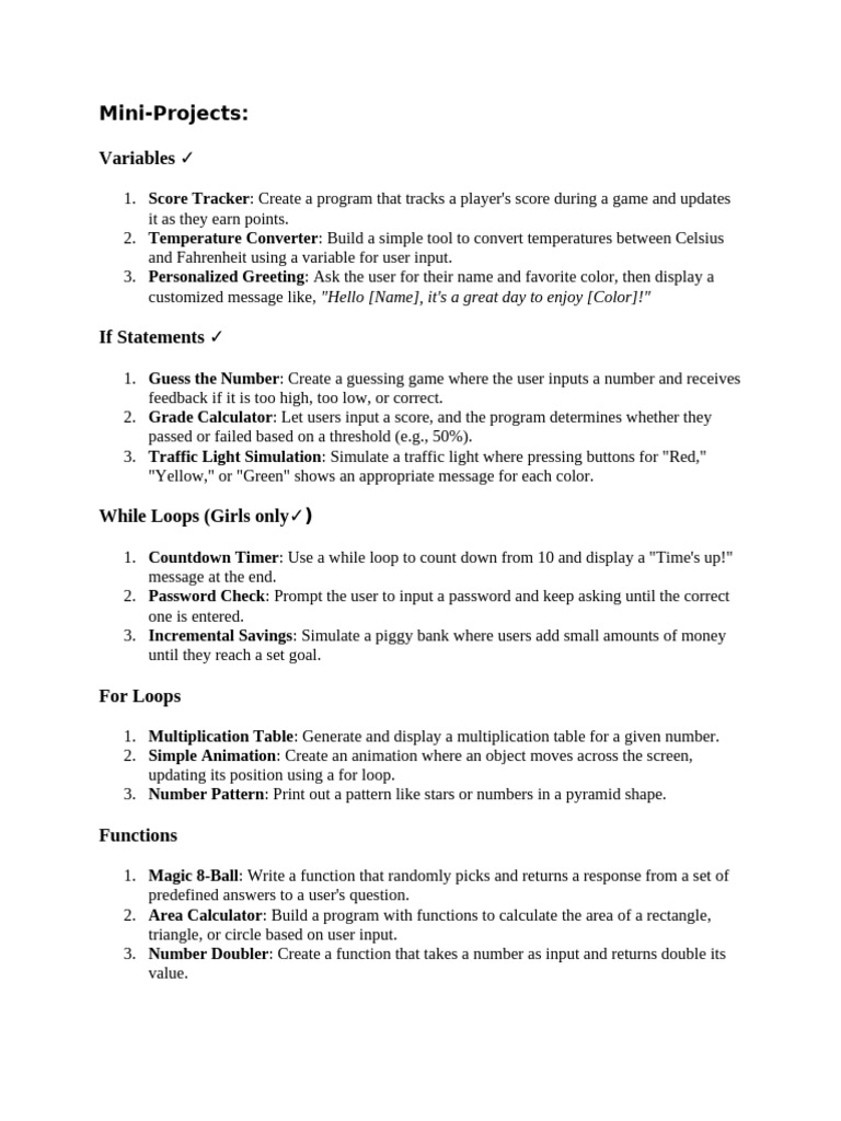 Programming Mini-Projects Guide | PDF | Traffic Light | Simulation