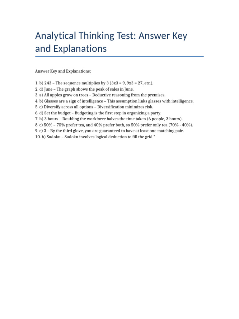 Analytical Test Answer Guide | PDF