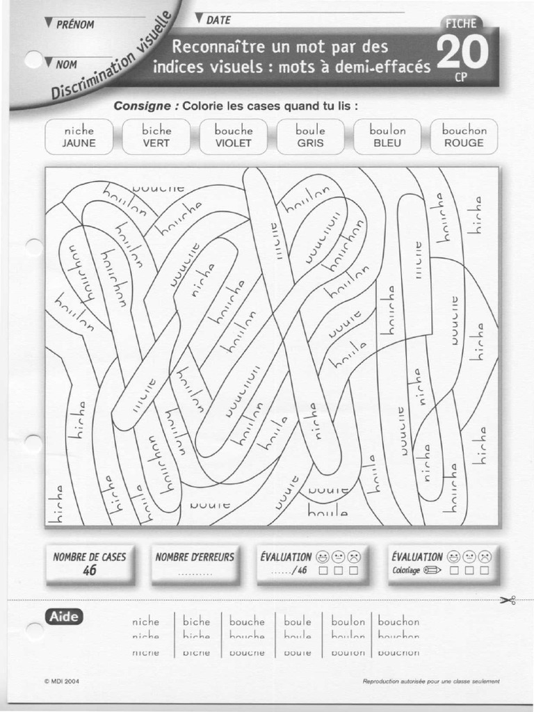 Coloriage Magique LECTURE CP 20 Mots Demi-Effaces | PDF