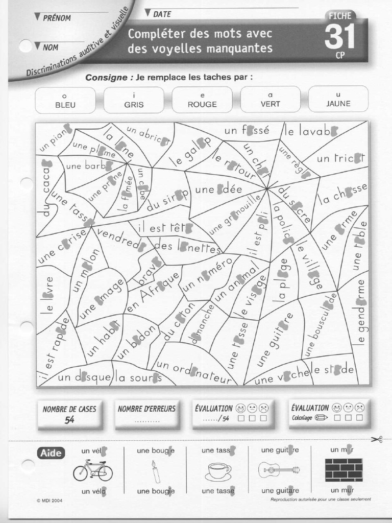 Coloriage Magique LECTURE CP 31 Voyelle Manquante | PDF