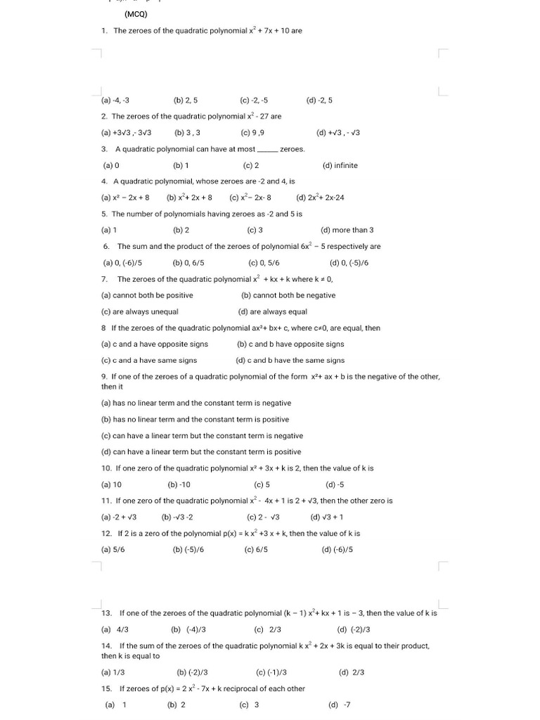 Polynomials Home Test | PDF
