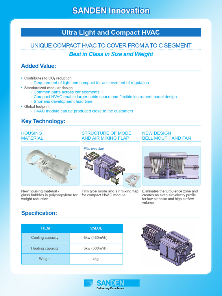 Sanden Electric HVAC Solutions Overview | PDF | Engines | Mechanical ...