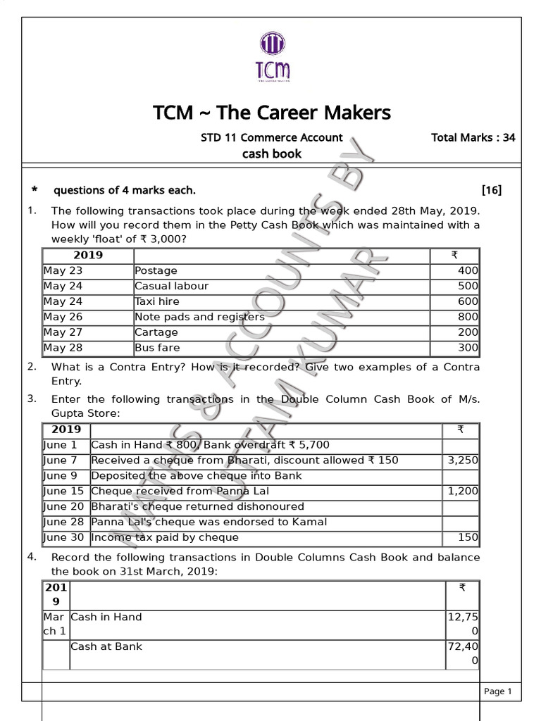 Cash Book Double Column | PDF | Banks | Cheque