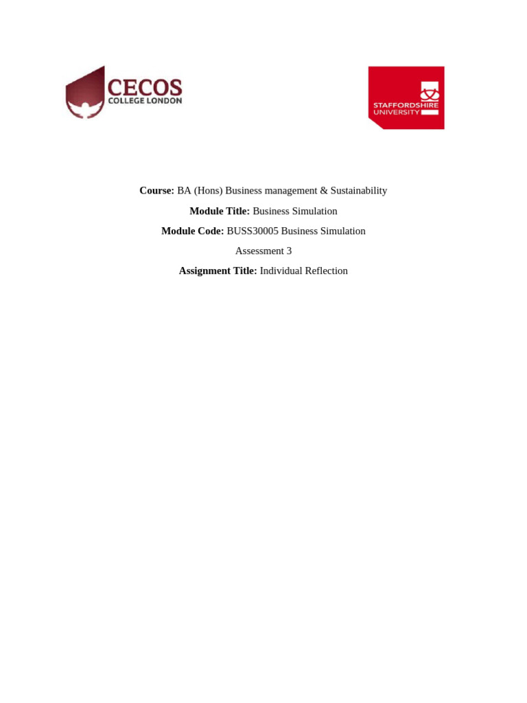 Cristina Magyari CECOS BUSS30005 Business Simulation AS2 and AS3 | PDF | Marketing | Sustainability