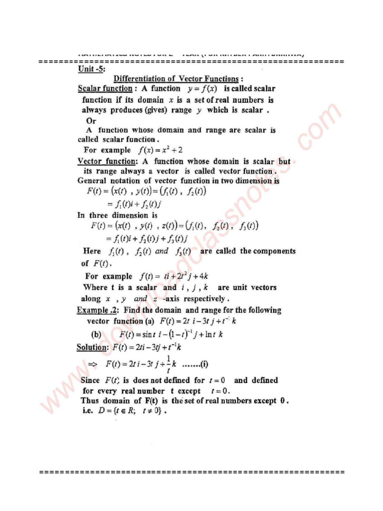 Unit 5 Defferentiation of Vector Functions | PDF