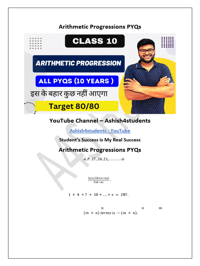 5.arithmetic Progression PYQs | PDF | Algebra | Numbers