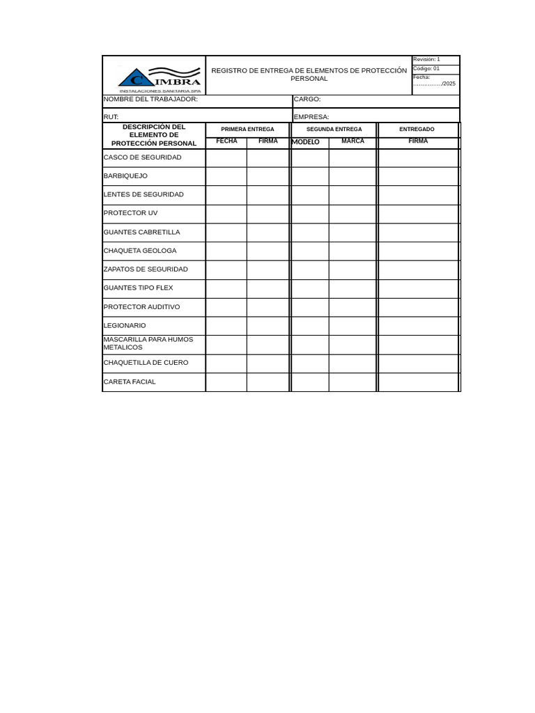 Registro Entrega EPP 2025 | PDF
