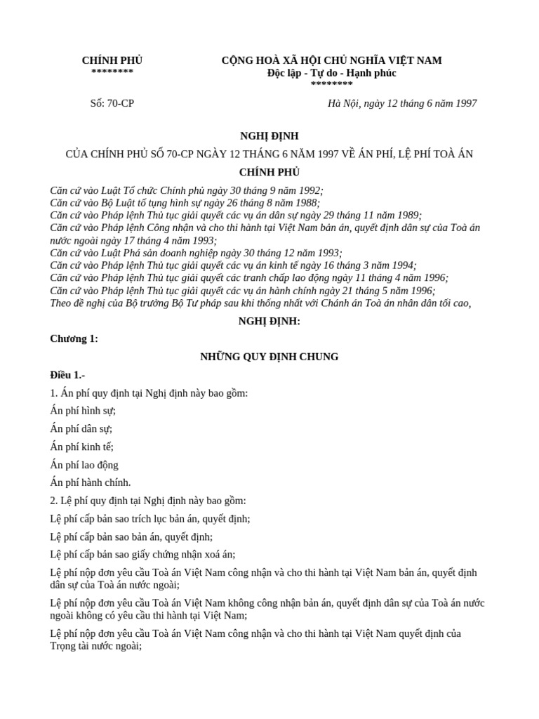 NĐ 70 Án Phí | PDF