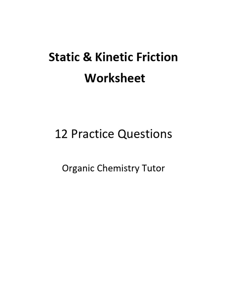 Static Friction - Worksheet | PDF | Friction | Force